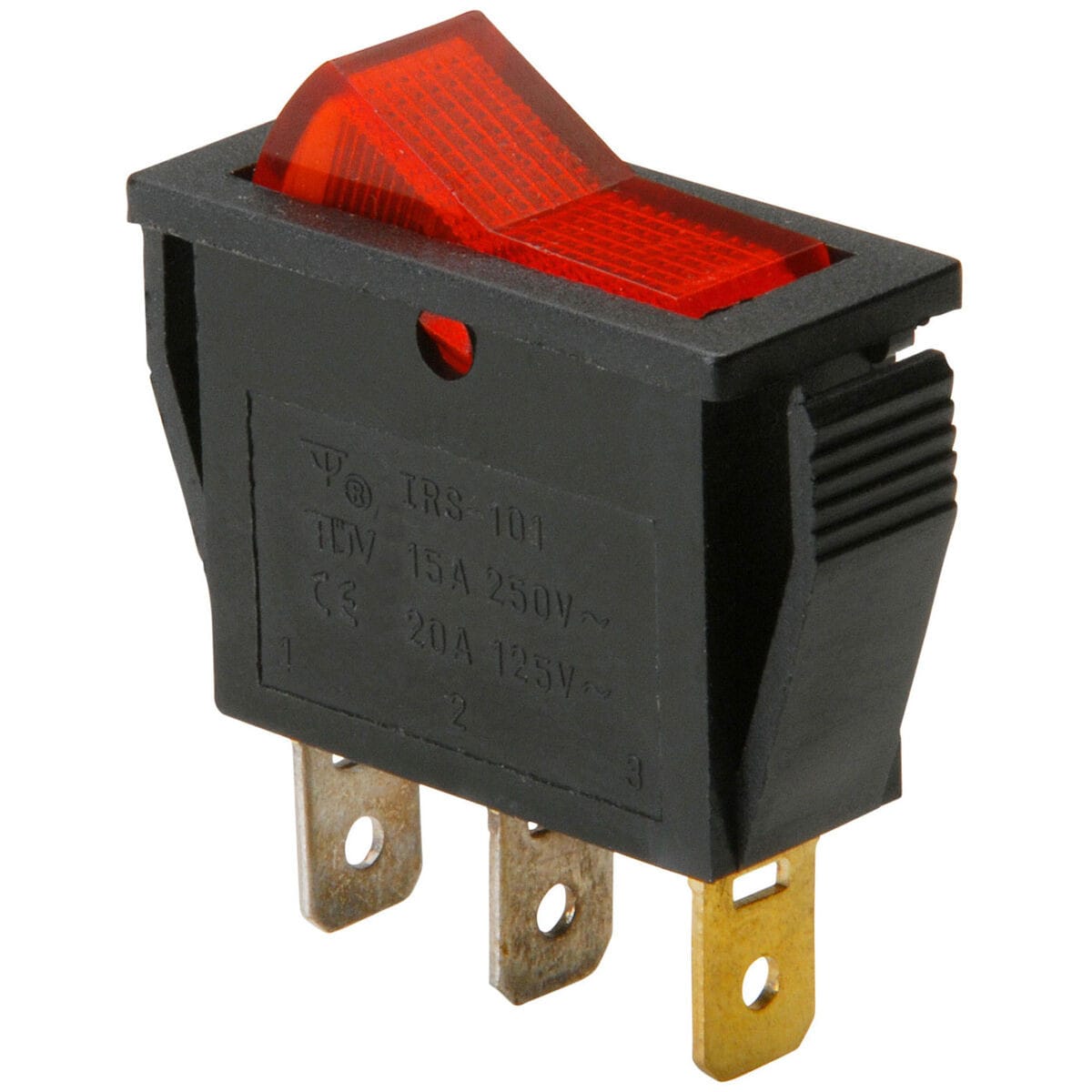 SPST Small Rocker Switch w/Red Illumination 125VAC